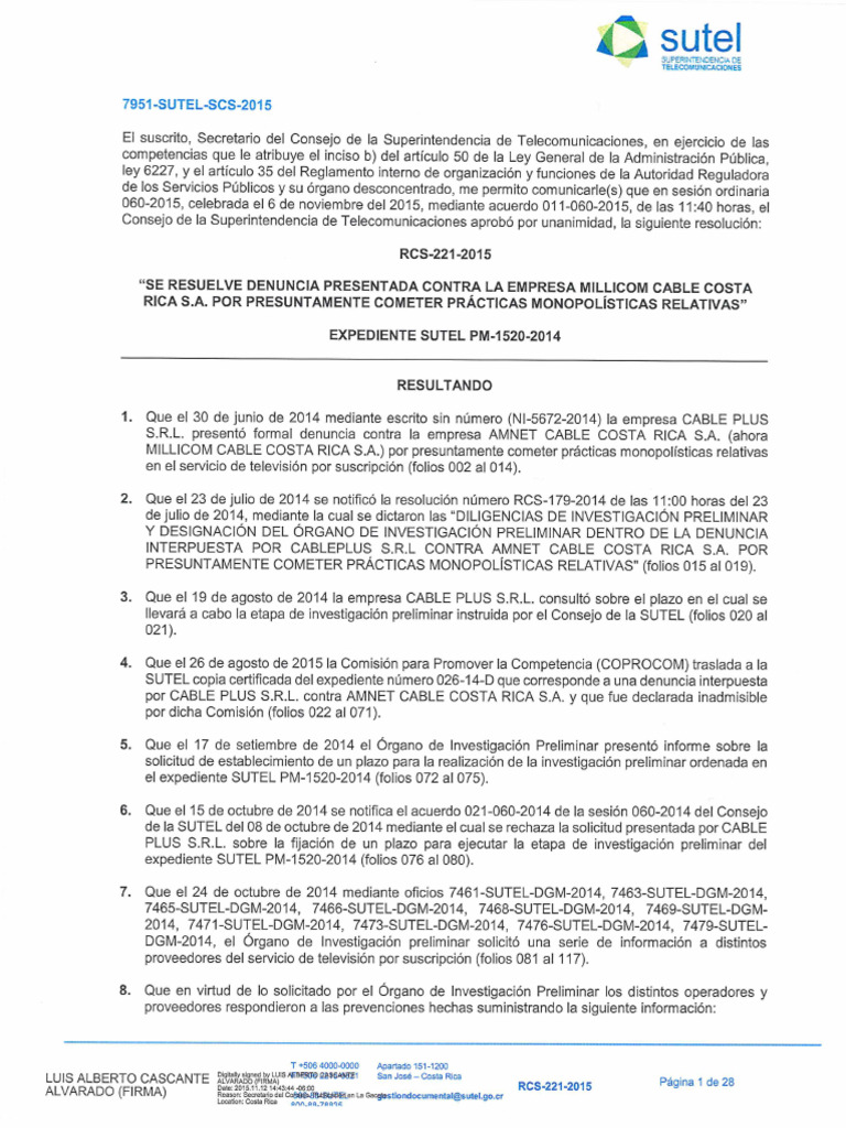 Cable Plus Contra Millicom | PDF