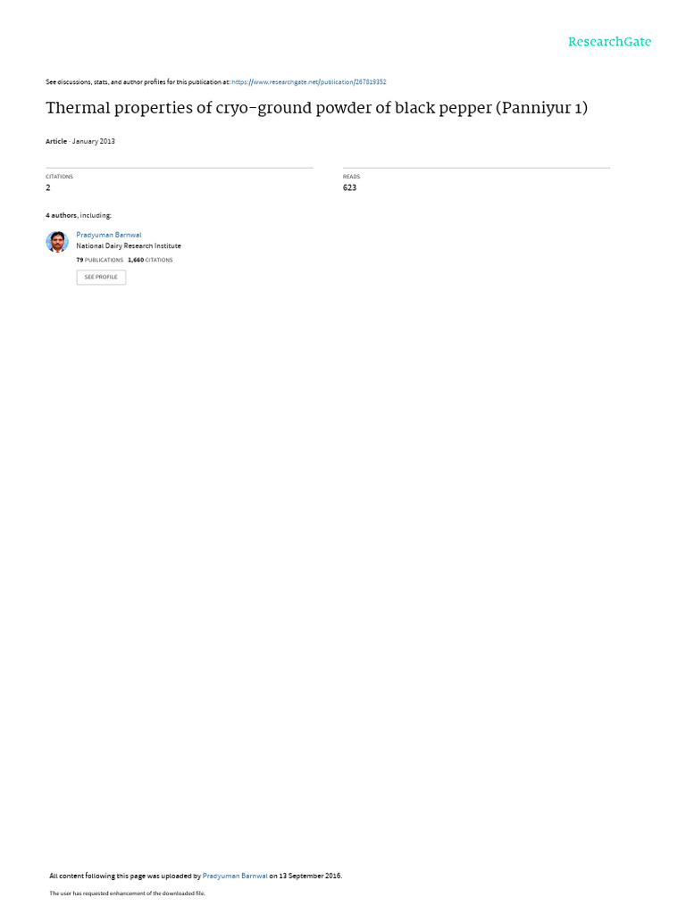 Thermal Properties of Cryo-Ground Black Pepper | PDF | Applied And Interdisciplinary Physics ...