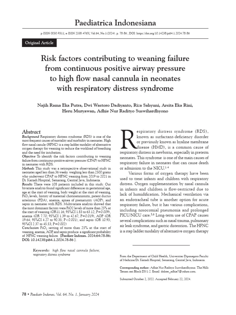 Risk factors contributing to weaning failure from continuous positive ...