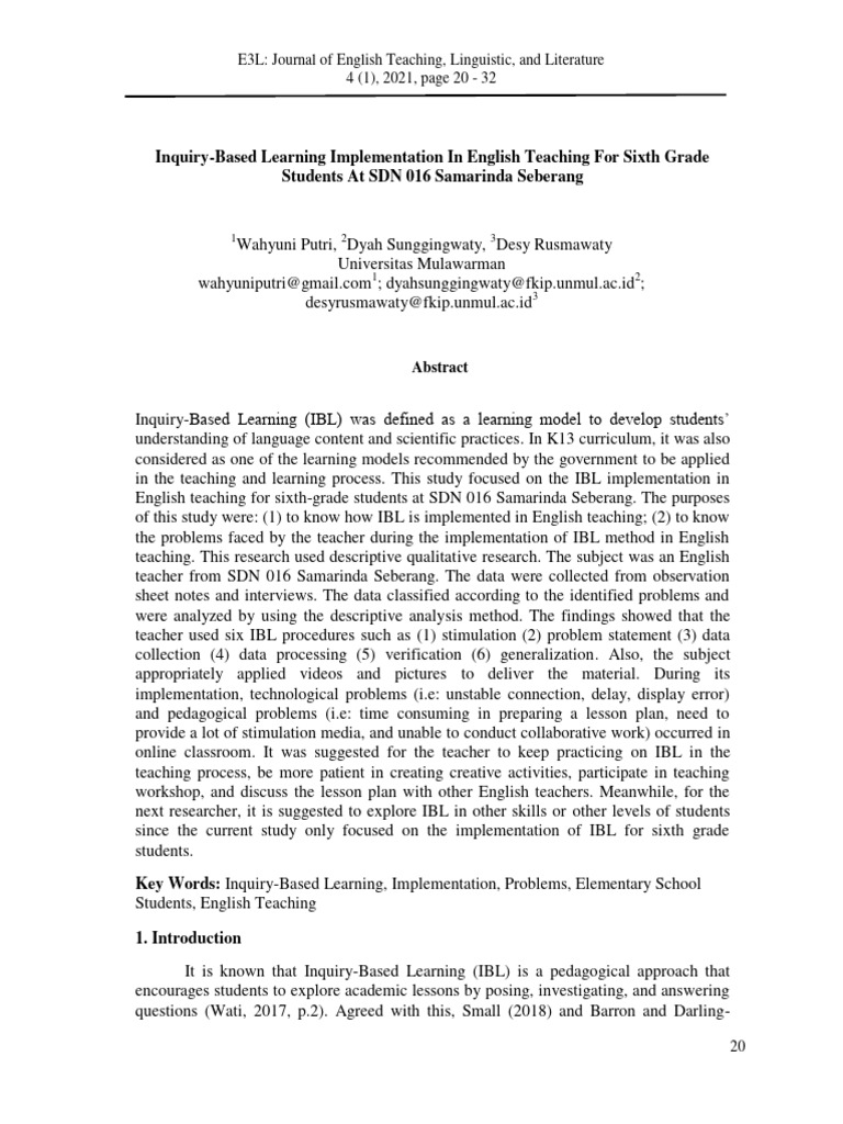 (1) LITERATUR REVIEW | Download Free PDF | Inquiry Based Learning | Teachers