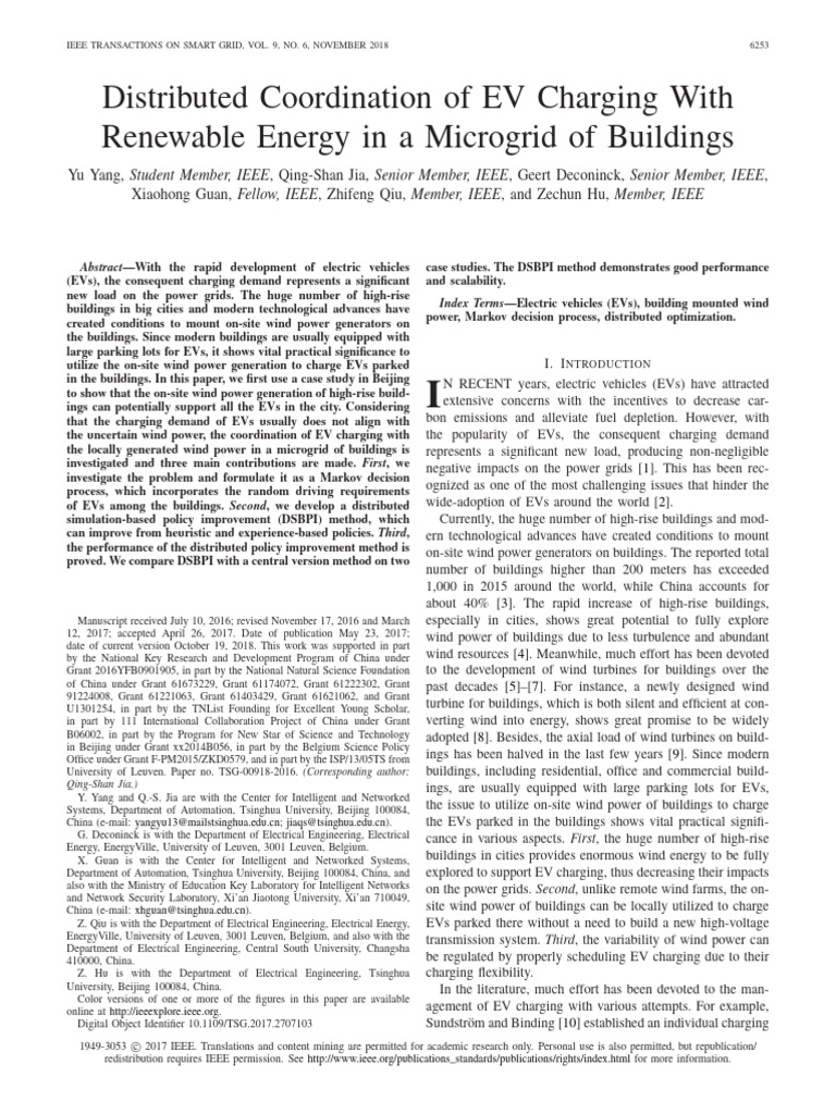 Distributed Coordination Of Ev Charging With Renewable Energy In A Microgrid Of Buildings Pdf