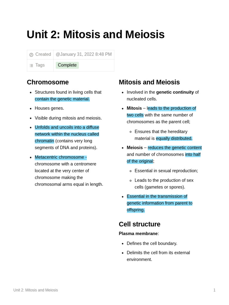 Mitosis and Meiosis Overview | PDF | Meiosis | Mitosis