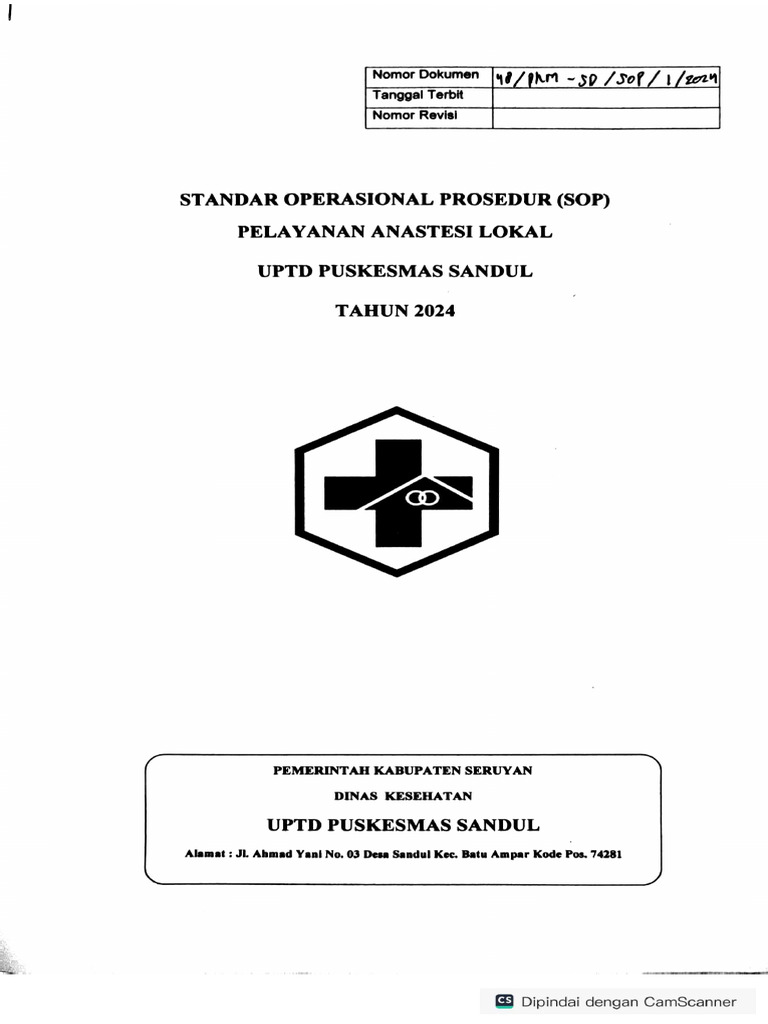 Sop Pelayanan Anastesi Lokal | PDF
