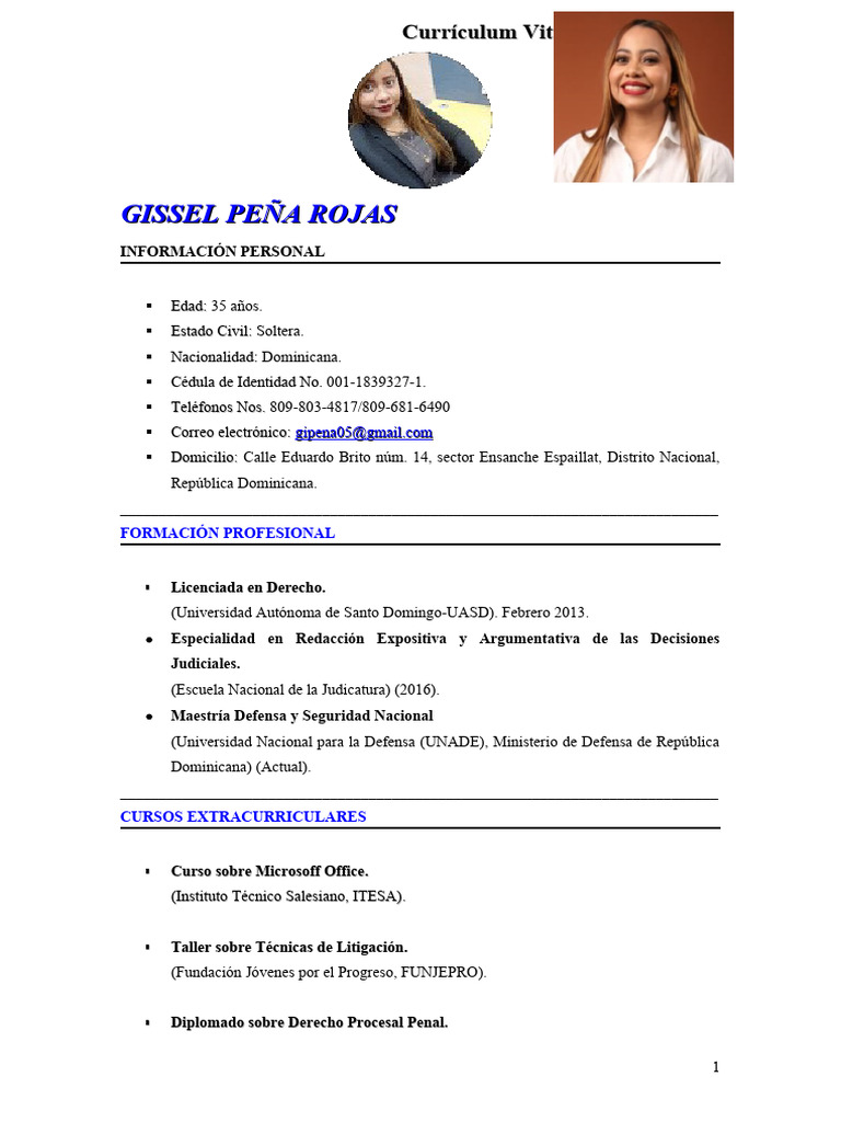Curriculum Gissel Peña R. | PDF | Juez | Derecho Constitucional