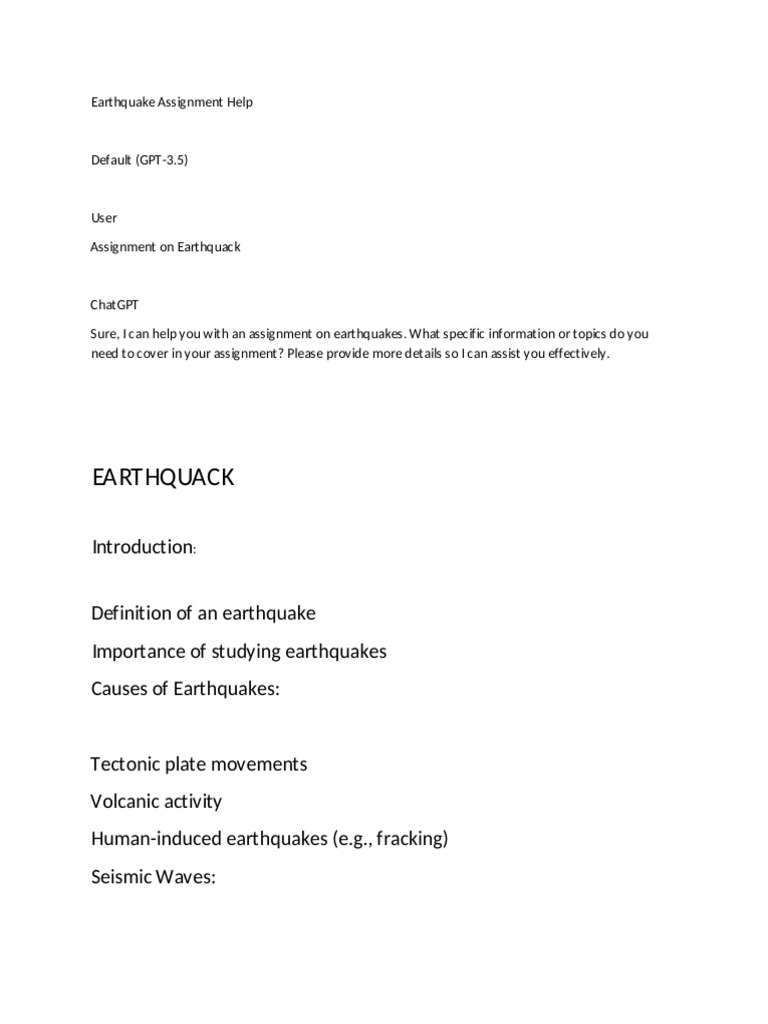 Earthquake Assignment Overview and Help | PDF