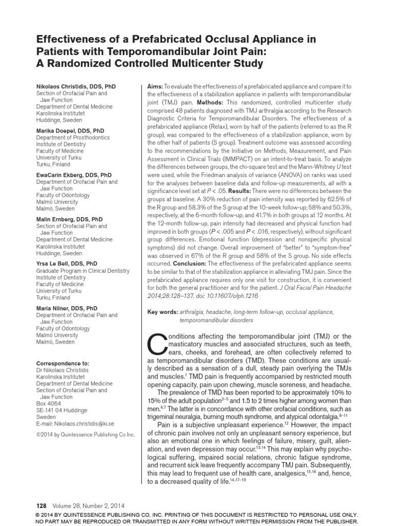 Prefabricated Splint | PDF | Dental Anatomy | Dentistry Branches