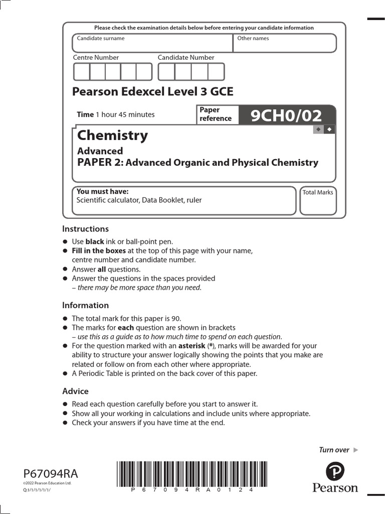 Edexcel A-Level Chemistry Jun-2022 P2 | PDF | Physical Sciences ...