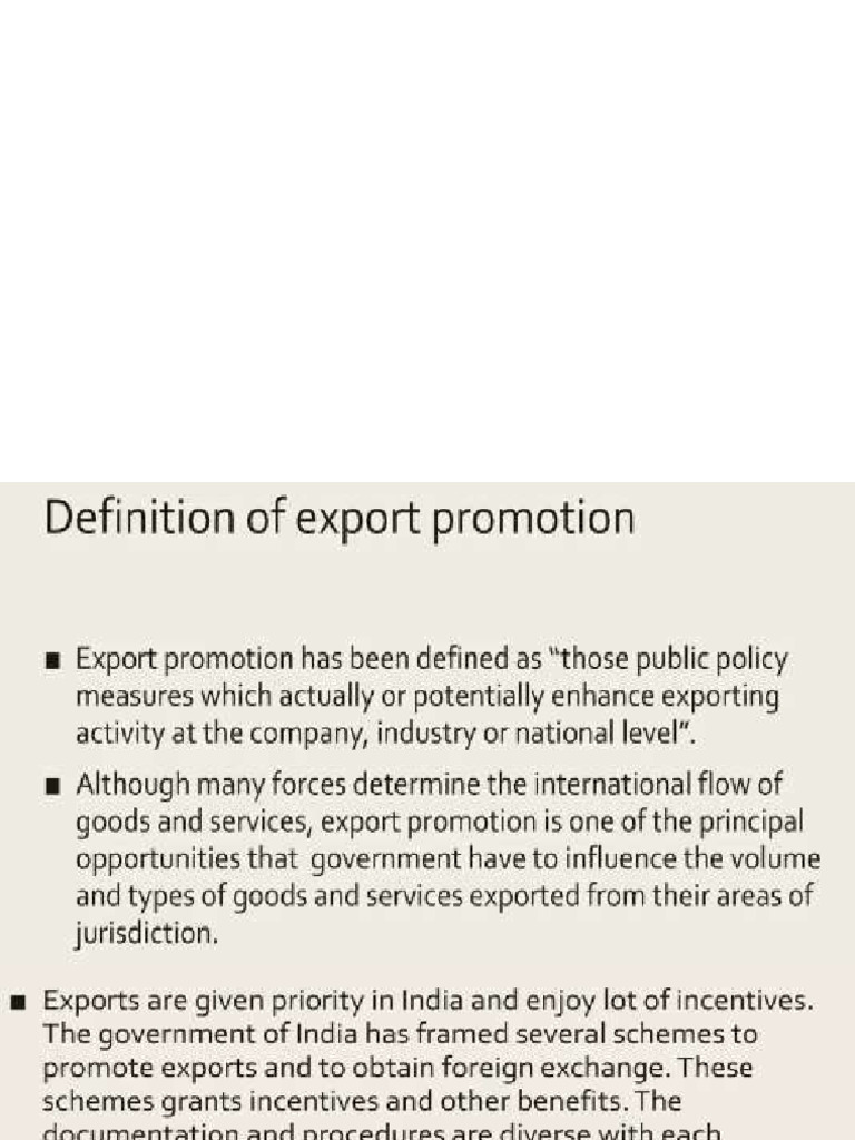Overview of Export Promotion Schemes | PDF