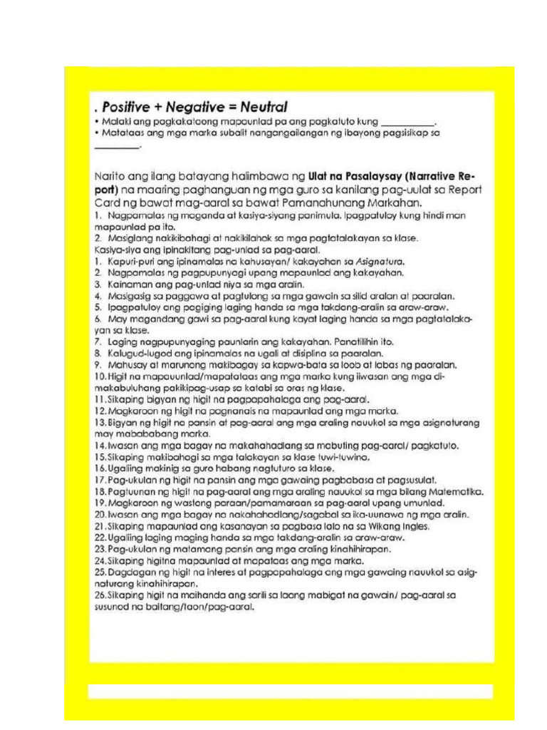 Report Cards Comments | PDF
