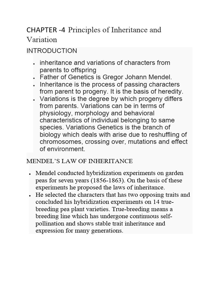 Chapter-4 Bio | PDF | Dominance (Genetics) | Zygosity