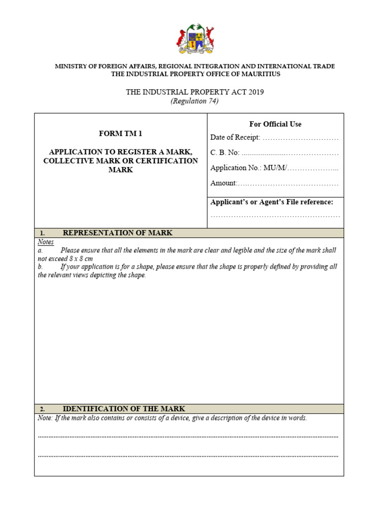 Application To Register A Mark, Collective Mark or Certification Mark ...
