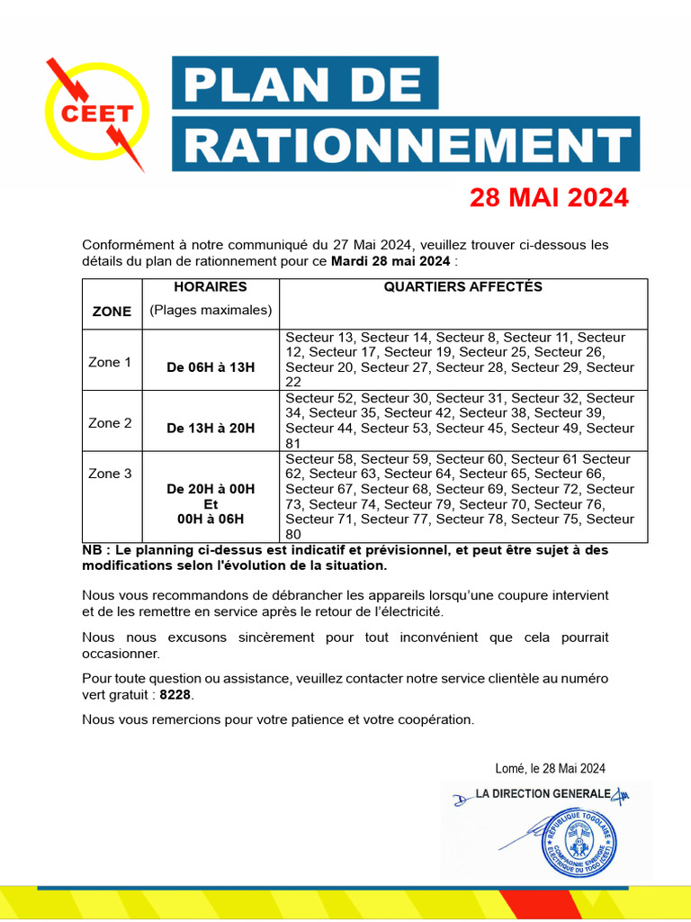 Plan de rationnement électricité 28 mai 2024 | PDF | Méthodes et ...