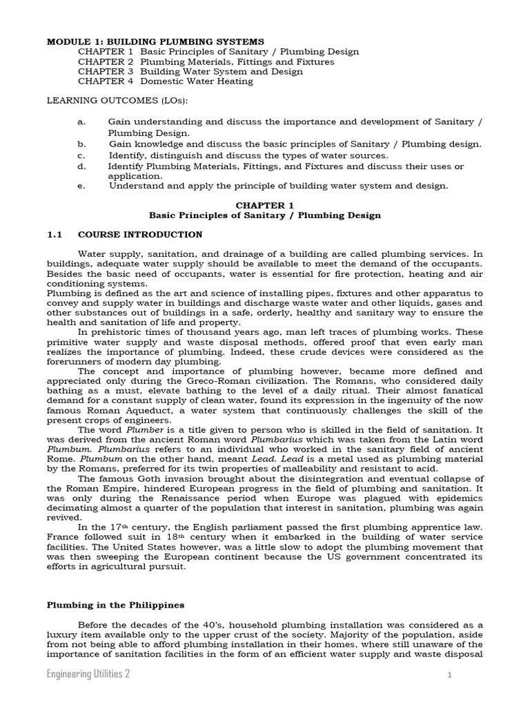 AC 2 Engineering Utilities 2 Module | PDF | Plumbing | Water