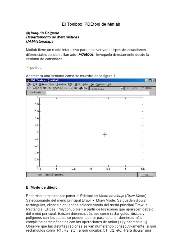 Matlab PDEtool: Guía Completa | PDF | Vector Euclidiano | Ecuaciones