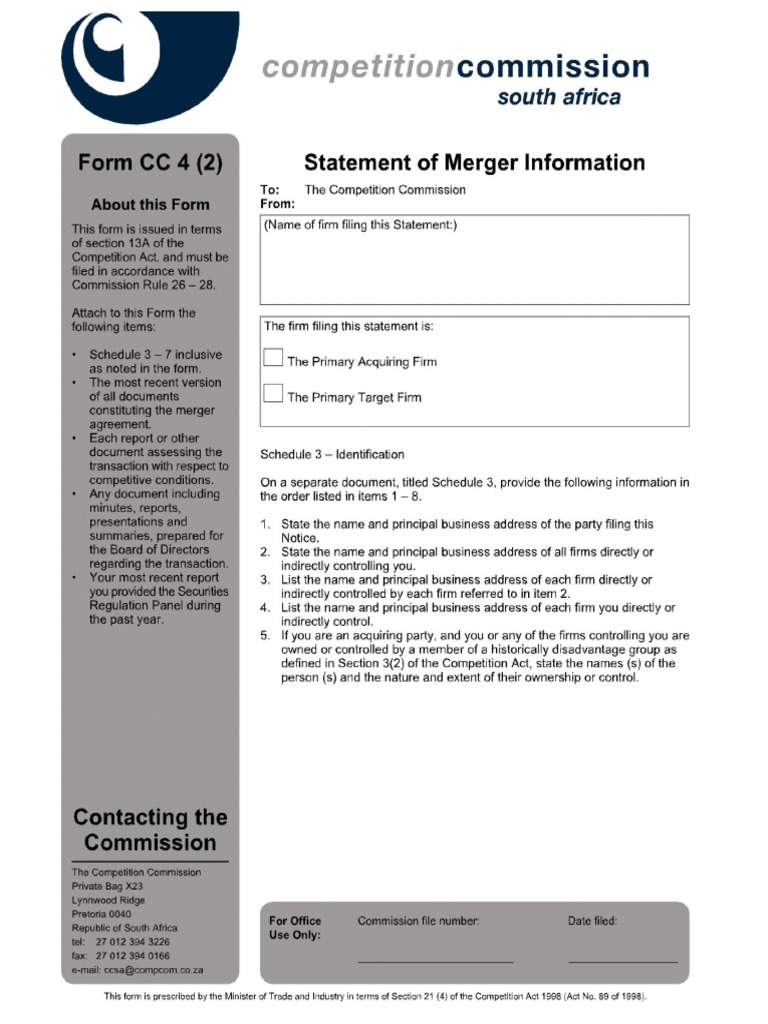 CC 4 2 Statement of Merger Information | PDF