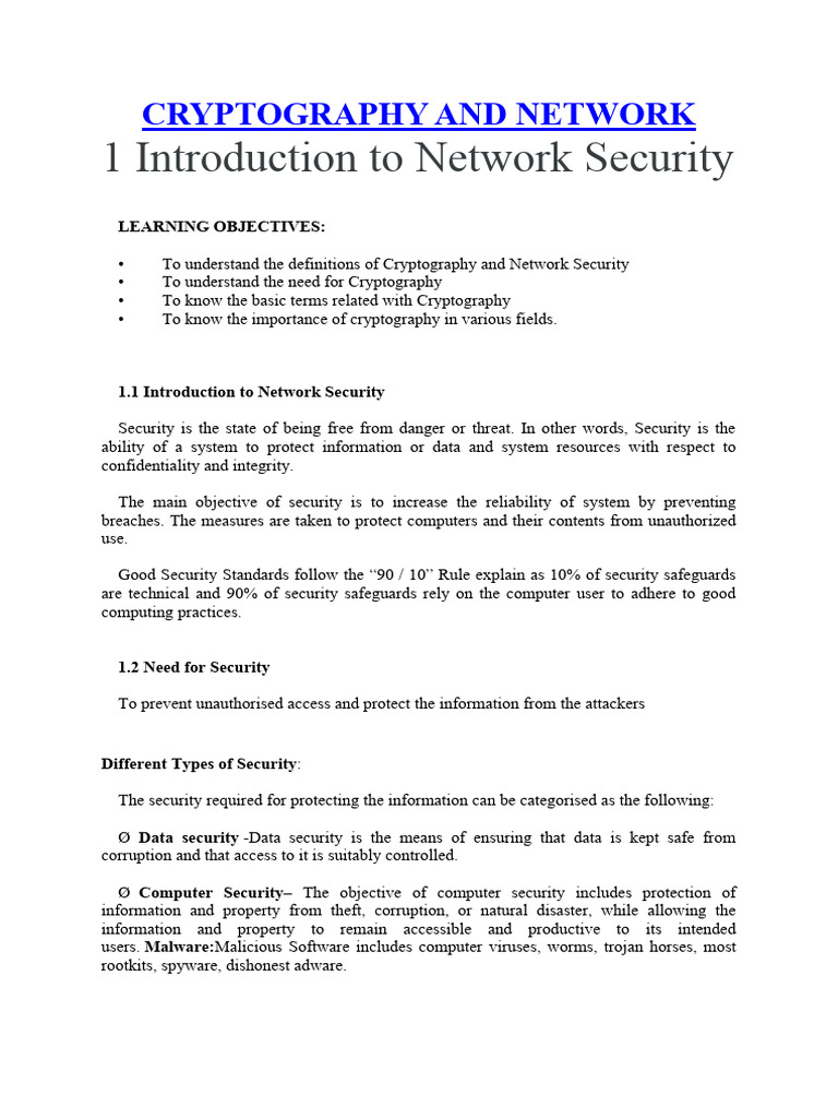 Cryptography and Network | PDF | Security | Computer Security