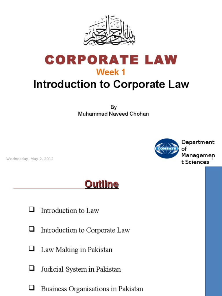 Week 1 - Introduction To Corporate Law | PDF | Corporations | Corporate Law