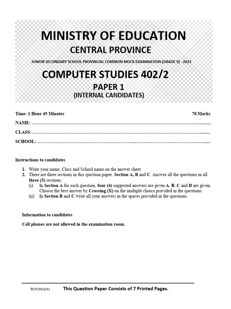 Computer Studies 9 | PDF | Input/Output | Computer Data Storage
