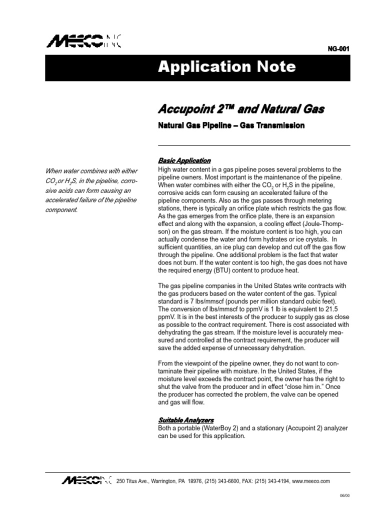 Accupoint 2 and Natural Gas | PDF | Natural Gas | Water