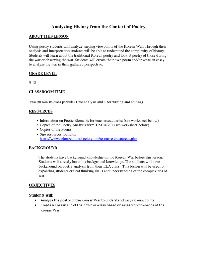 Analyzing History From The Context of Poetry | PDF | Poetry | Rhyme