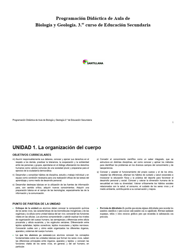 Programación Didáctica de Aula de Biología y Geología. 3. Curso de Educación Secundaria | PDF ...