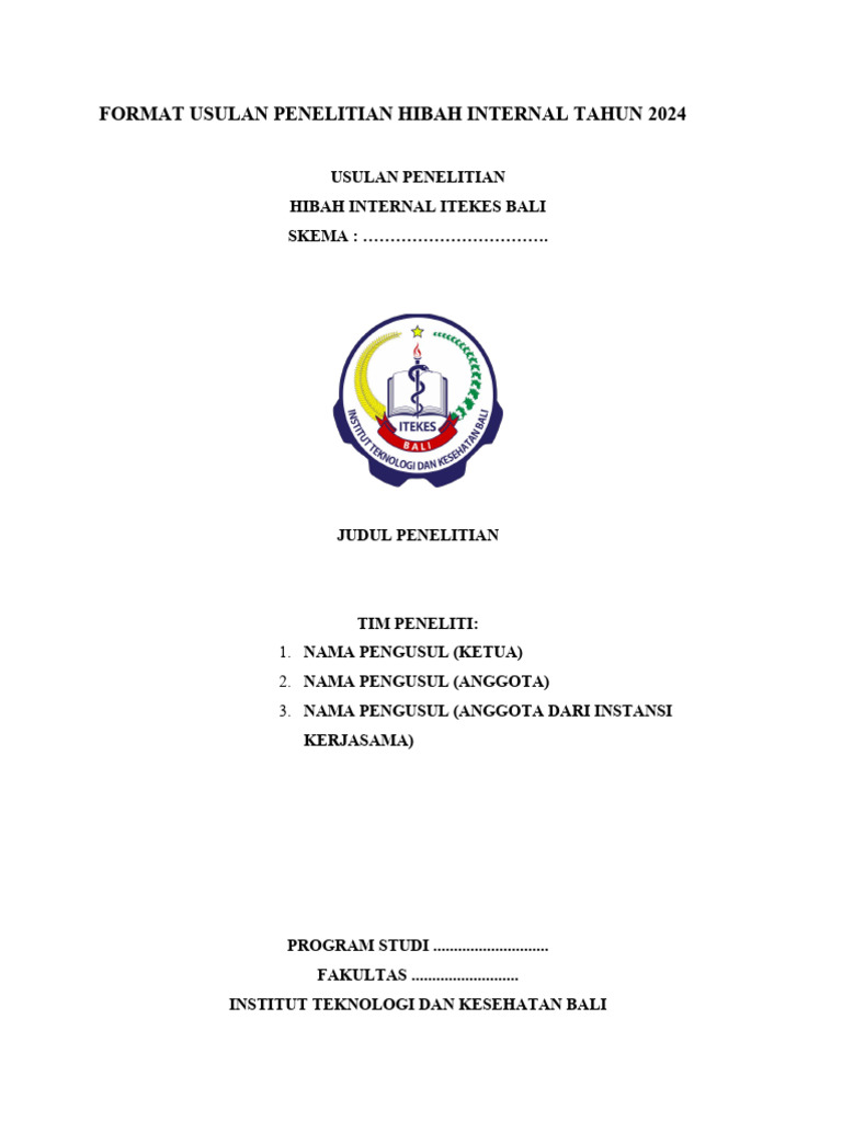 Format Usulan Penelitian Hibah Internal Tahun 2024 | PDF | Kajian Bahasa Asing