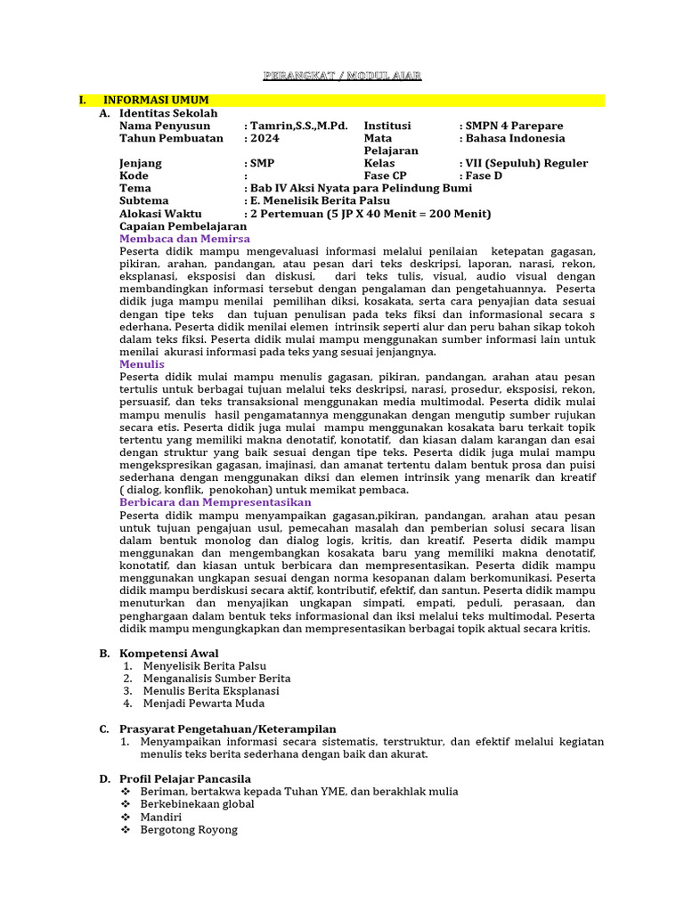 Modul Ajar Minggu Ke 5 Subb E | PDF | Karier & Perkembangan