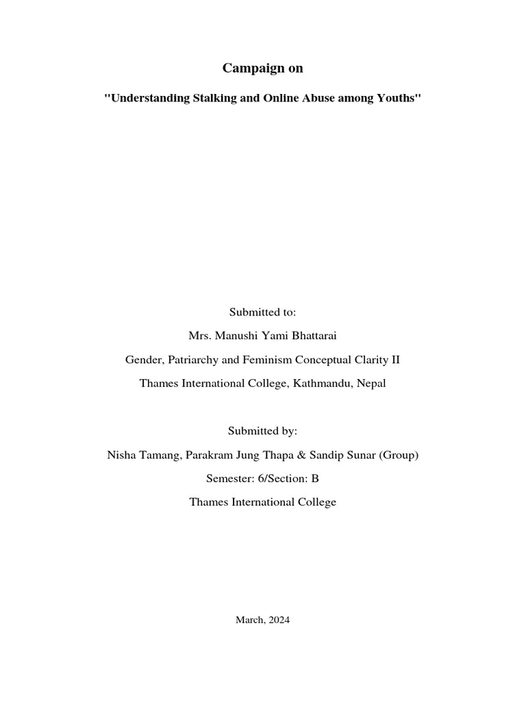 Campaign On "Understanding Stalking and Online Abuse Among Youths ...
