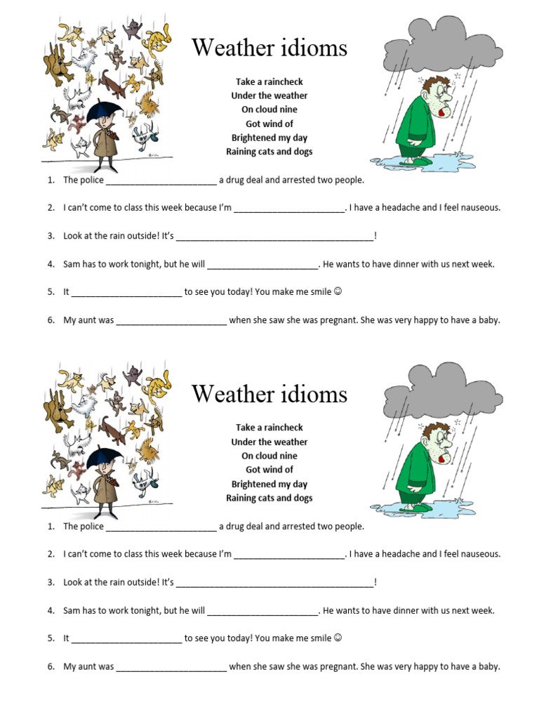 Weather Idioms Gap Fill Assessment | PDF