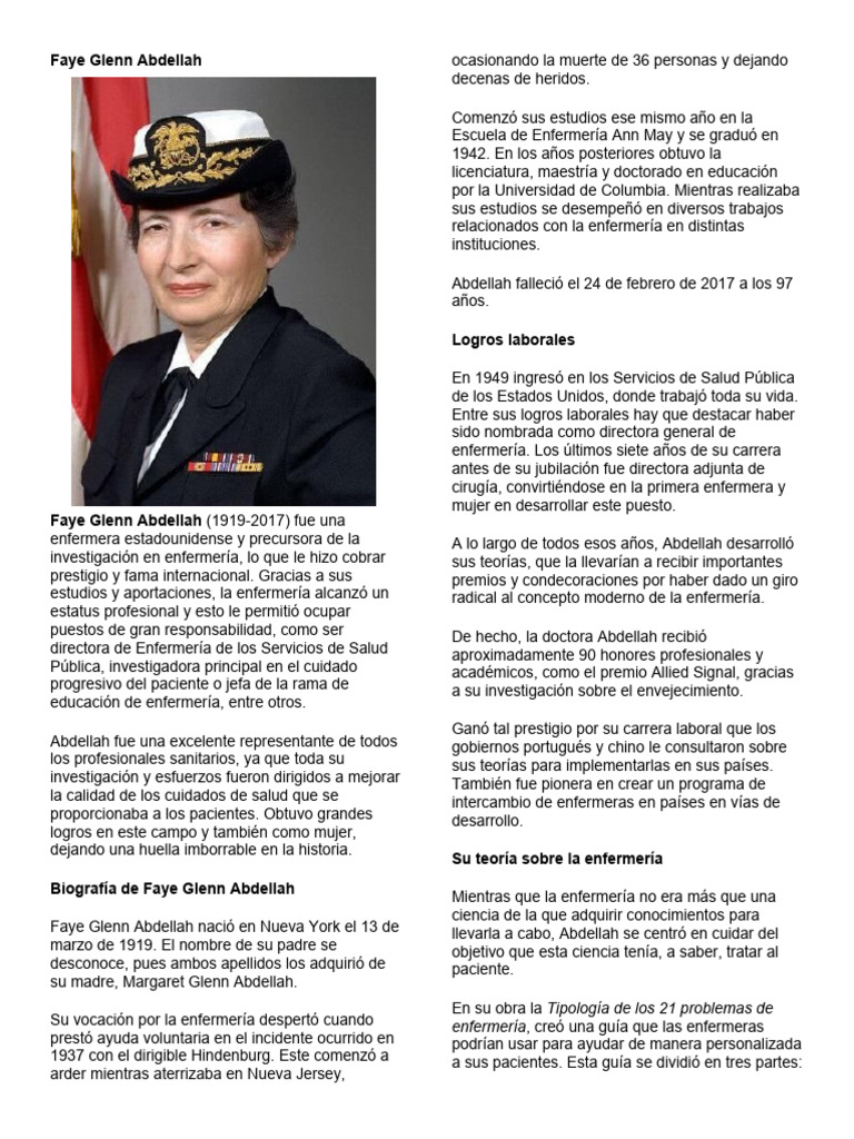 Aportaciones de Faye Glenn Abdellah en Enfermería | PDF | Enfermería ...