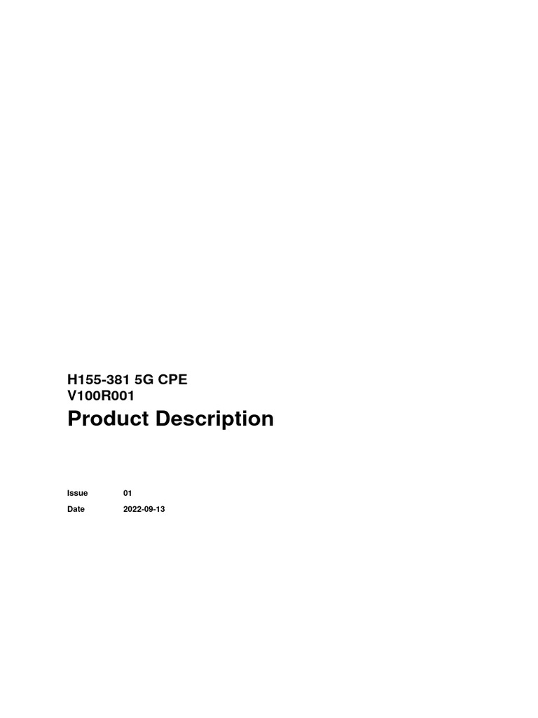 H155-381 5G CPE Product Description - (V100R001 - 02, English) | PDF | Computer Network | I Pv6