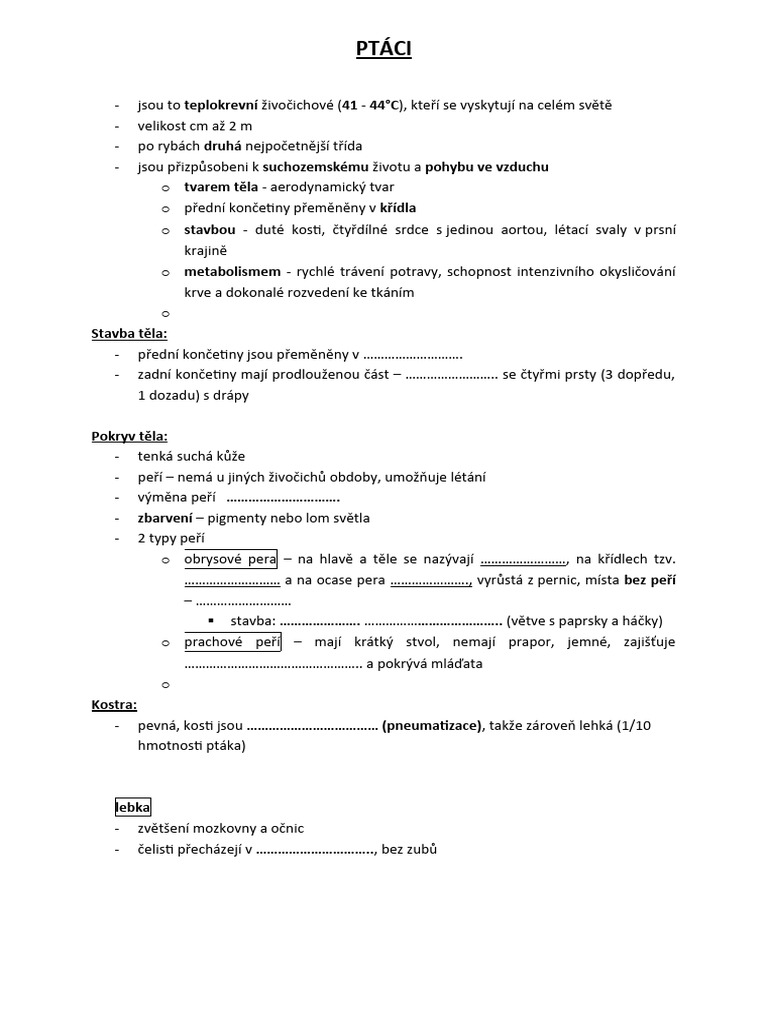 PTÁCI - Pracovní List | PDF