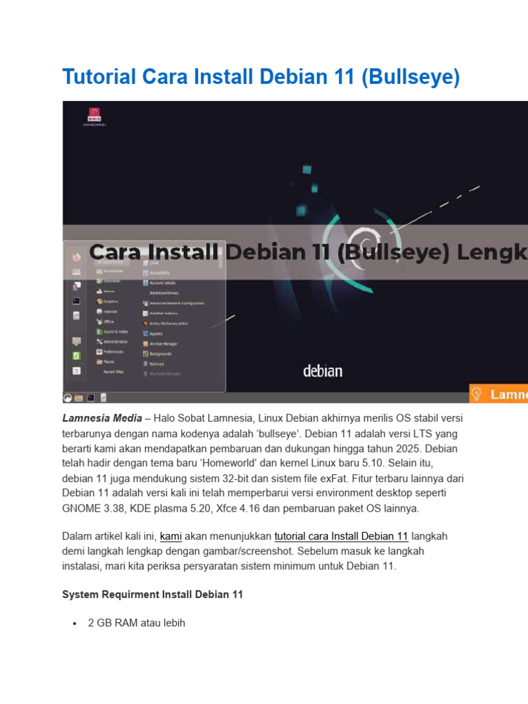 Install Os Debian | PDF | Game & Aktivitas | Teknologi & Rekayasa