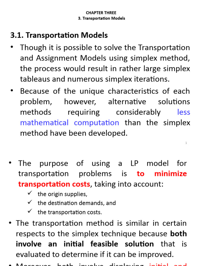 OR CH 3. Transportation Model | PDF | Mathematical Optimization | Numerical Analysis