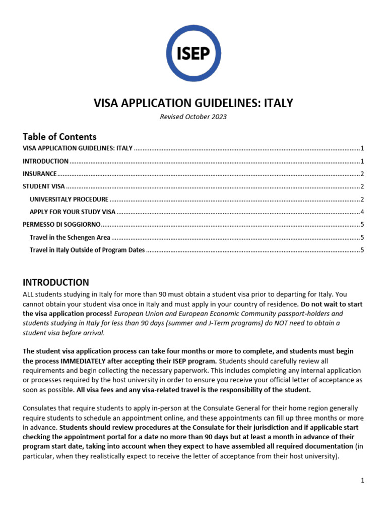 Visa Application Guidelines ITALY | PDF | Travel Visa | Passport