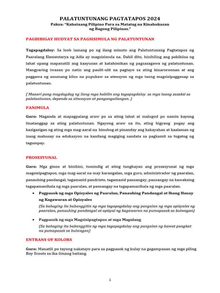 Script - Tagalog - Adia ES | PDF