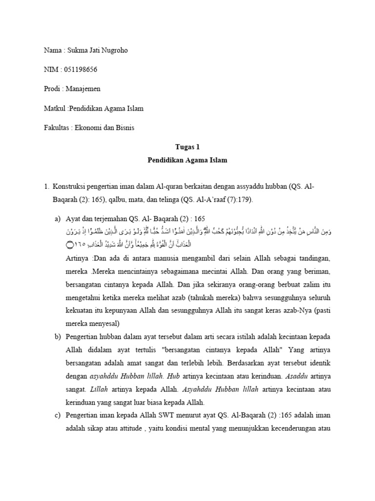Tugas 1 Agama Islam | PDF | Filsafat | Agama & Spiritualitas