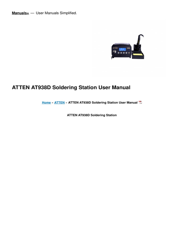 At938d Soldering Station Manual | PDF | Soldering | Electricity