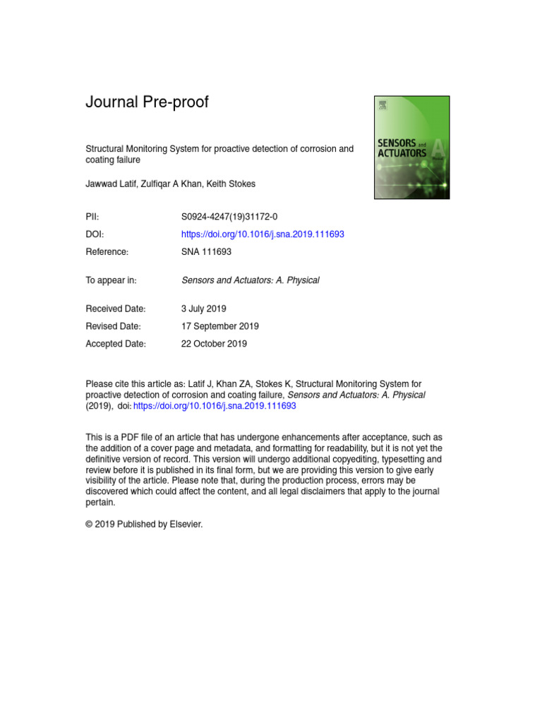 Journal Pre-Proof: Sensors and Actuators: A. Physical | PDF | Corrosion ...