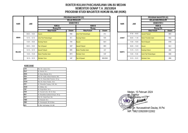 Roster GENAP 2023-2024 | PDF