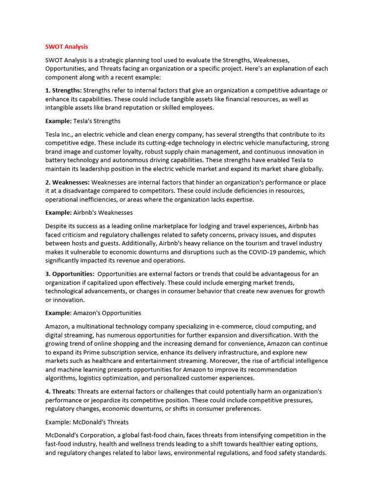 SWOT Analysis | Download Free PDF | Strategic Management | The Walt ...