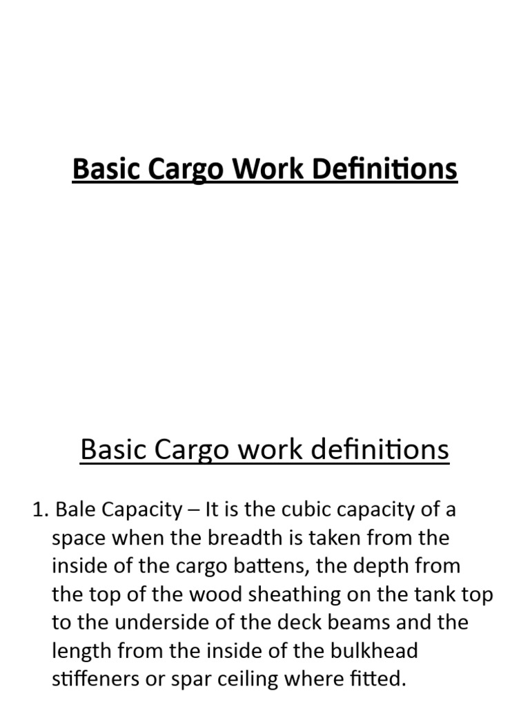 Essential Cargo Work Definitions Guide | PDF | Cargo | Volume