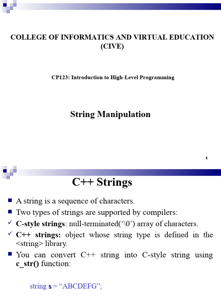 Lecture 10 Pdf String Computer Science C
