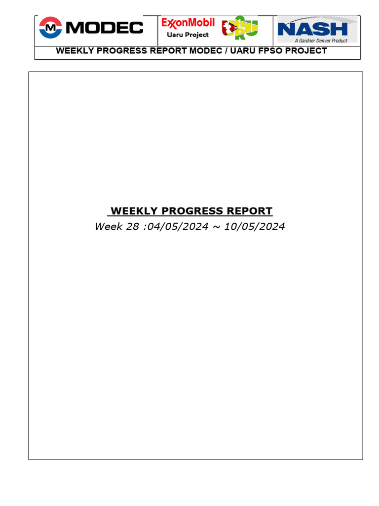 Weekly Progress Report: Modec Uaru FPSO | PDF | Pipe (Fluid Conveyance ...