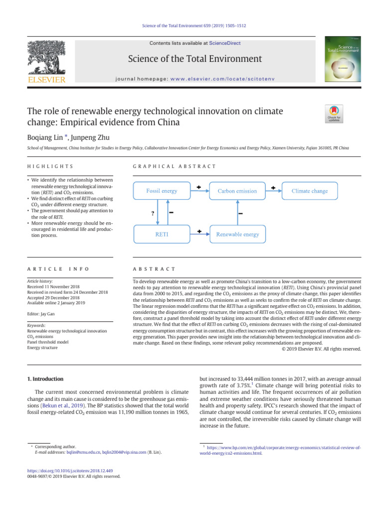 The Role of Renewable Energy Technological Innovation On Climate Change ...