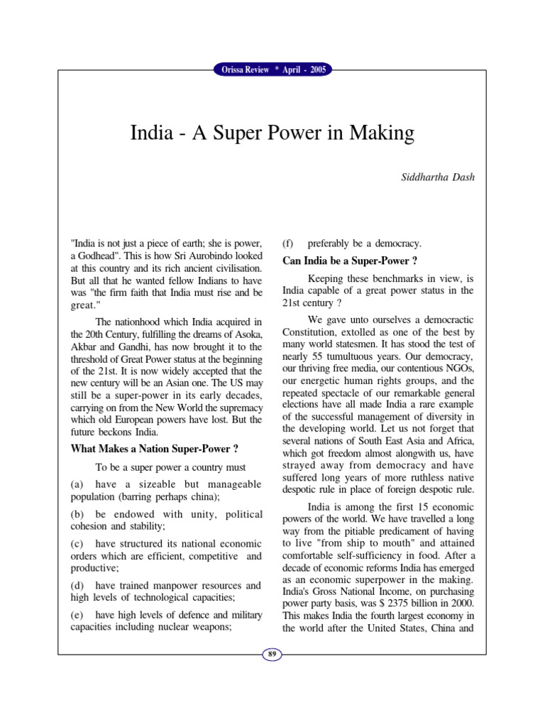 India Superpower | PDF | Superpowers | International Relations