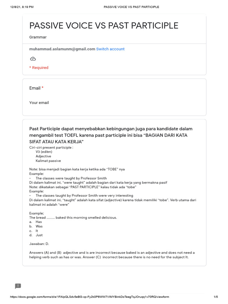 Passive Voice VS Past Participle | PDF | Linguistic Typology | Language ...