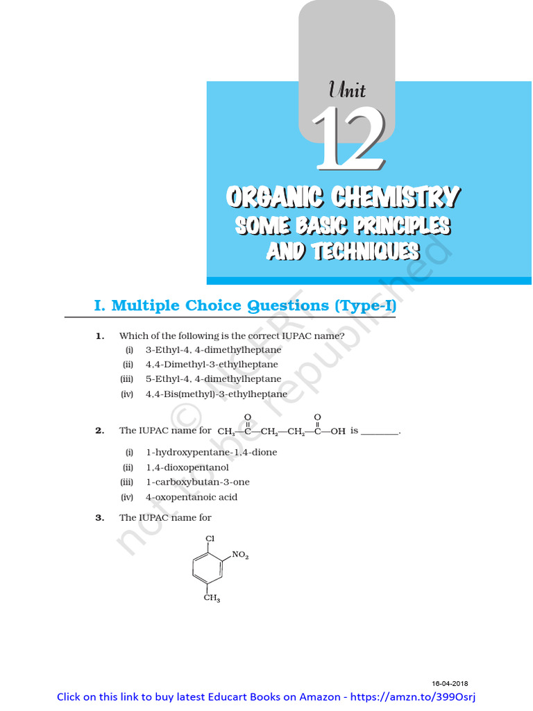 C11 12. Organic Chemistry - Some Basic Principles and Techniques | Download Free PDF | Chemical ...