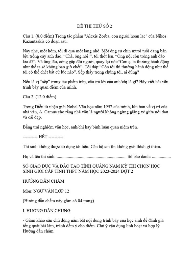 Đề Thi Thử Số 2 Hsg | PDF