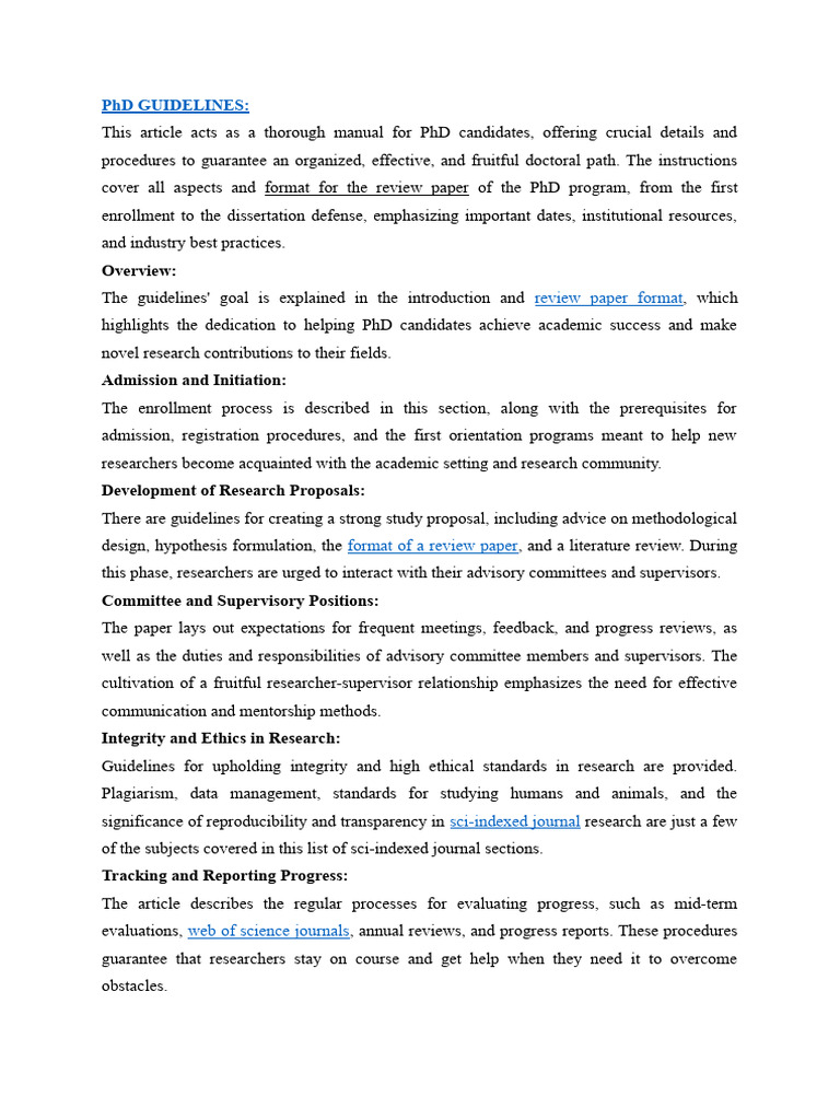 PHD Guidelines | PDF | Doctor Of Philosophy | Thesis